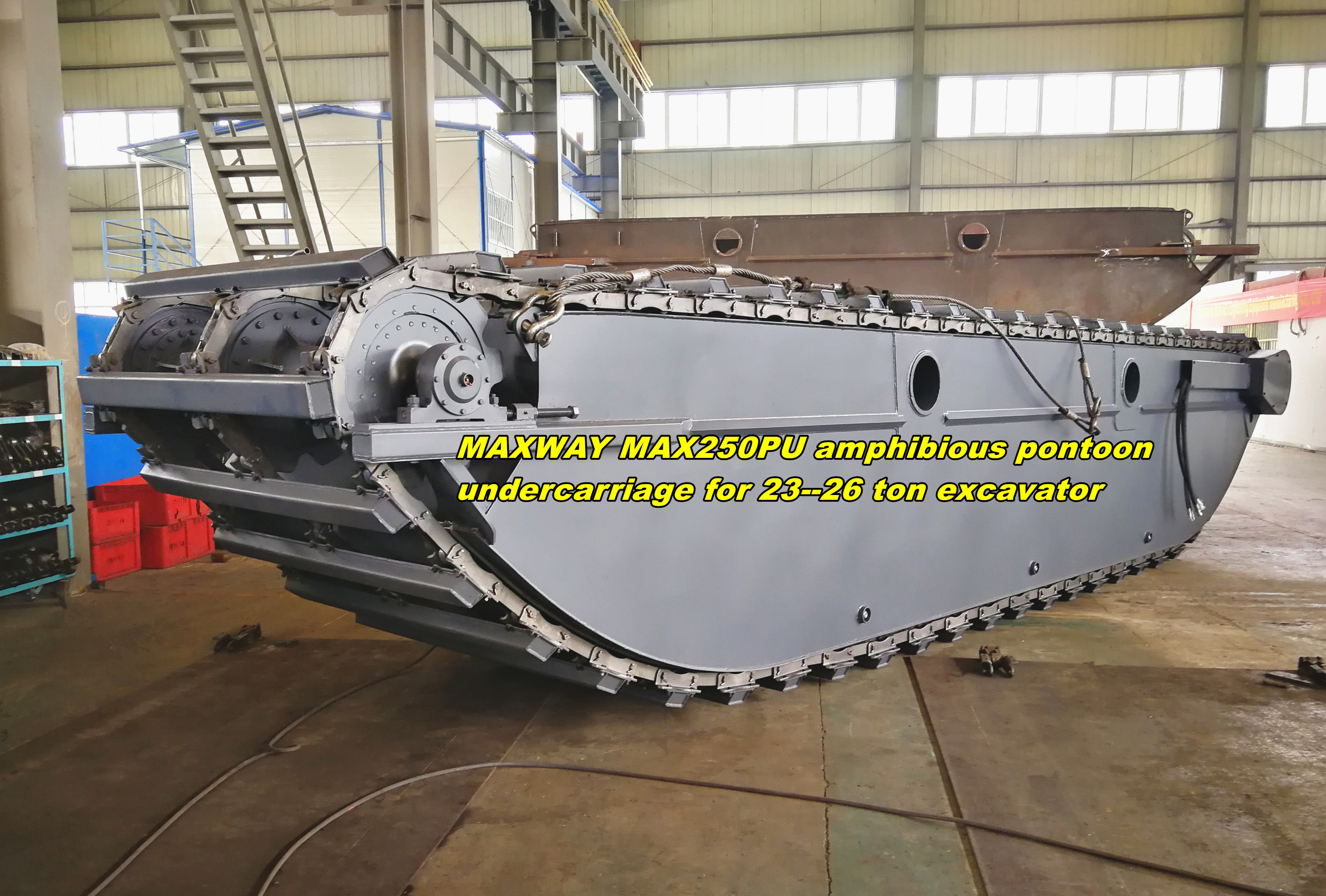 MAX250PU amphibious pontoon undercarriage for 23--26 ton excavator ...