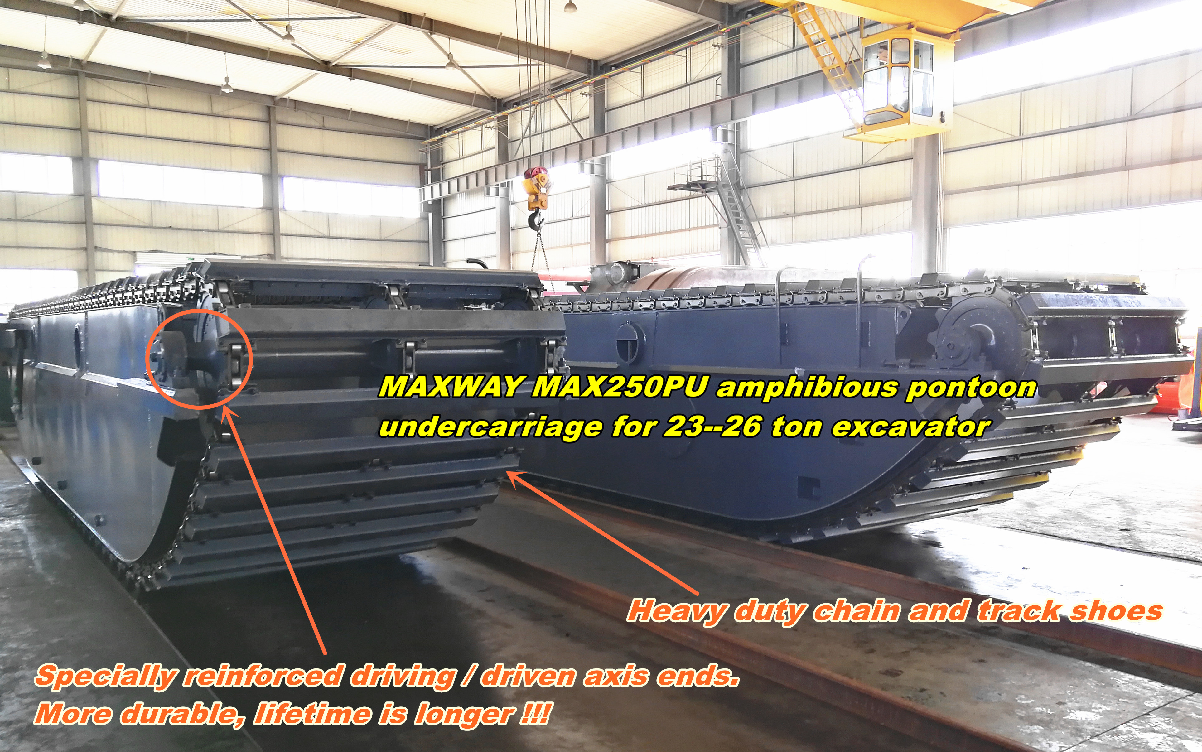 MAX250PU amphibious pontoon undercarriage for 23--26 ton excavator ...