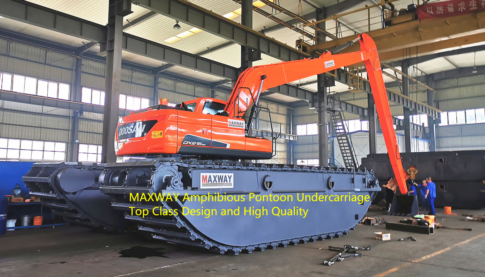 MAX200PU Amphibious Pontoon Undercarriage for 18--23 Ton Excavators ...