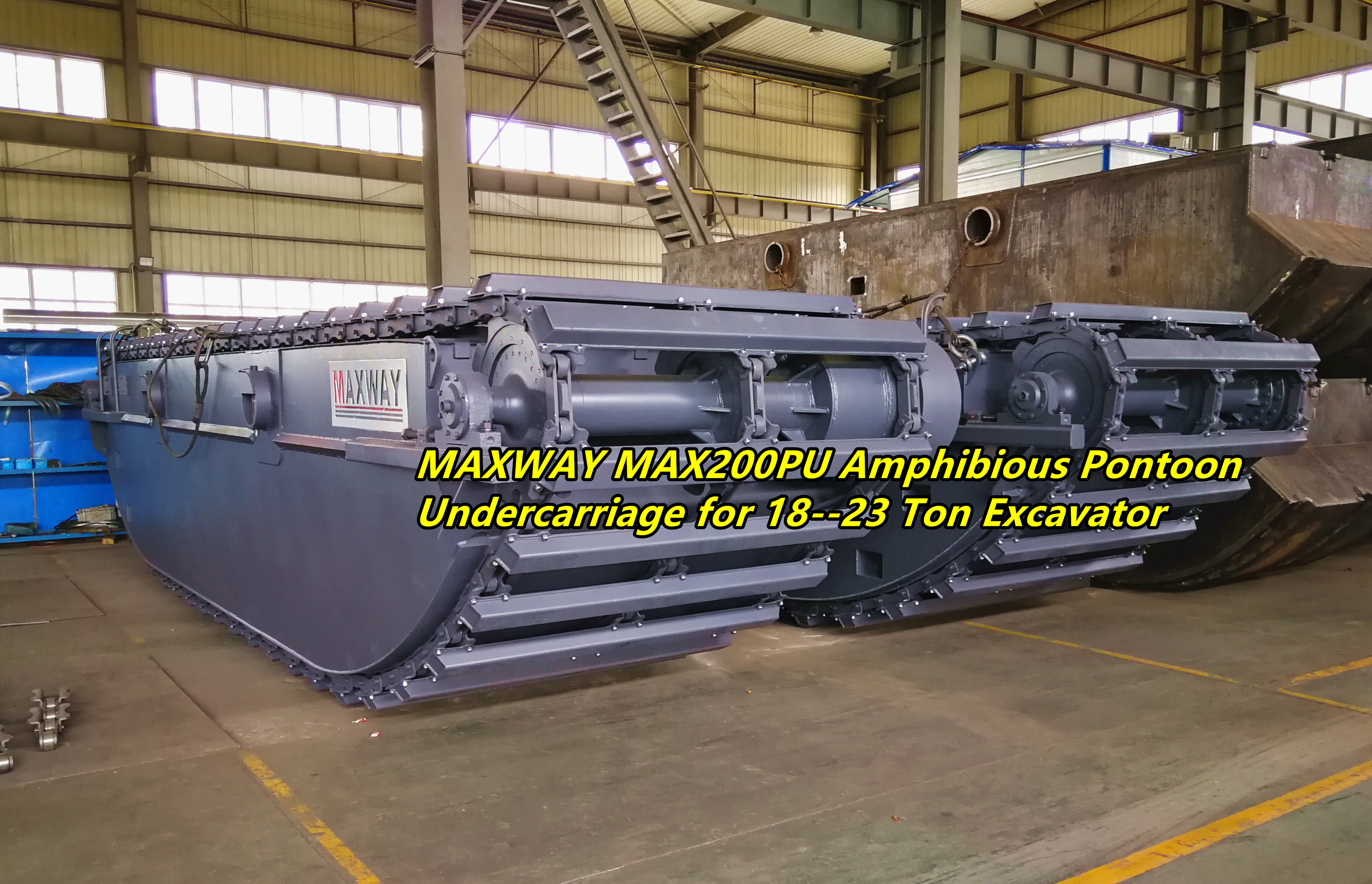 MAX200PU Amphibious Pontoon Undercarriage for 18--23 Ton Excavators ...
